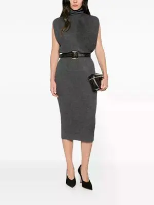 TWINSET Ribbed Roll-neck Midi Dress