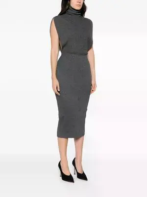 TWINSET Ribbed Roll-neck Midi Dress