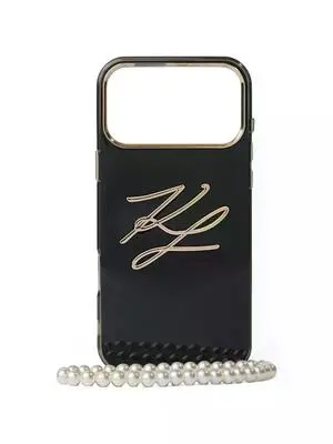 Karl Lagerfeld Autograph Faux-pearl Strap Iphone 17 Pro Max Case - Black