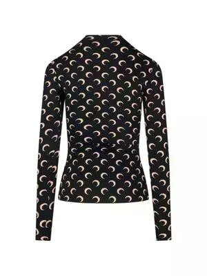 MARINE SERRE Recycled Moon Jersey Second Skin Highneck Top