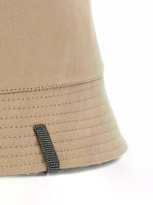 Brunello Cucinelli Cotton, Linen And Virgin Wool Reversible Bucket Hat With Monili