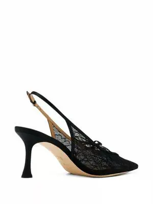 Badgley Mischka Raine Lace Lace-up Slingback Pumps