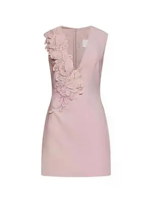 Costarellos Anora Floral-appliqué Bead-embellished Mini Dress