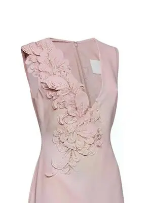 Costarellos Anora Floral-appliqué Bead-embellished Mini Dress
