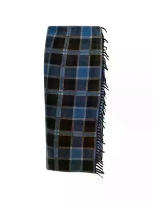 Guest In Residence Check-pattern Fringed Midi Skirt