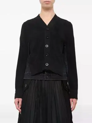 Sacai Denim-panelled Knit Cardigan