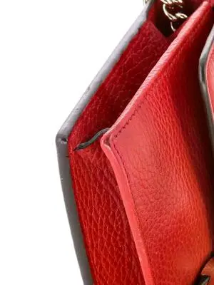 Gucci Interlocking Wallet On Chain Leather Crossbody Bag - Red
