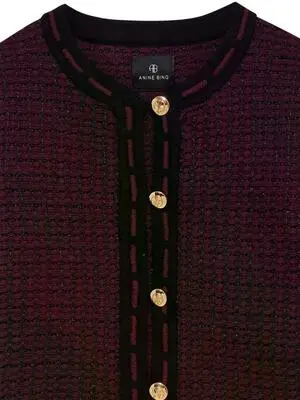 ANINE BING Nora Tweed Cardigan Burgundy
