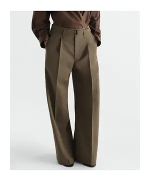 LEMAIRE Wide-leg Pleated Trousers In Wool And Mohair Blend