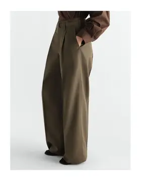 LEMAIRE Wide-leg Pleated Trousers In Wool And Mohair Blend