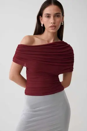 Meshki Arina Fluid Loose Neck Jersey Mesh Top