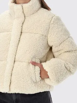 LEVI'S Cropped Quilted Faux Fur Jacket With High Neck