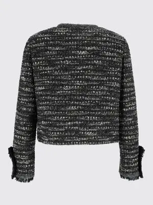 Emporio Armani Virgin Wool Blend Knit Blazer With Crew Neck