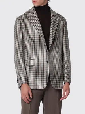 Tagliatore Single-breasted Houndstooth Blazer In Super 110's Virgin Wool - Brown