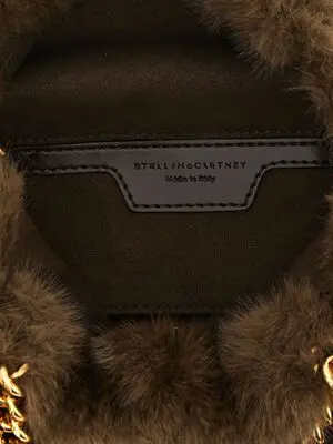 Stella McCartney Mini Tote Bag In Faux Leather With Metallic Mesh Trim - Dark