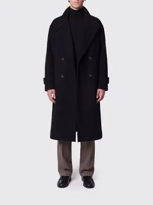 Tagliatore Double-breasted Long Coat In Wool Blend With Buckled Cuffs