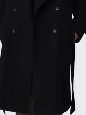 Tagliatore Double-breasted Long Coat In Wool Blend With Buckled Cuffs