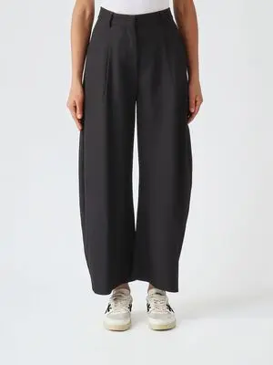 MEIMEIJ High-waisted Wide-leg Crêpe Cropped Trousers - Black
