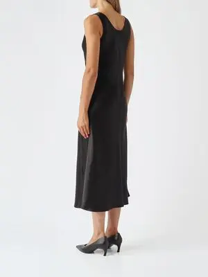 Max Mara Satin Midi Slip Dress With U-neck