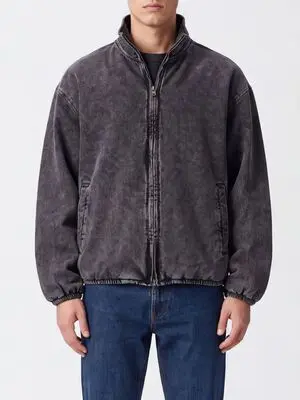 DIESEL® Relaxed Fit Cotton Denim Bomber Jacket With High Neck And Dropped Shoulders
