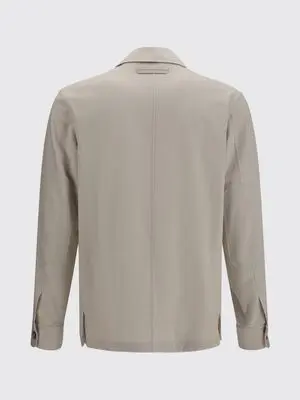 Zegna Pure Cashmere Shirt Jacket With Patch Pockets And Classic Collar - Beige