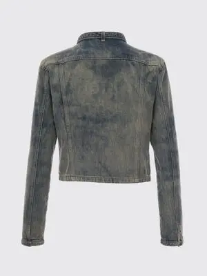 DIESEL® Cropped Slim Fit Vintage Denim Jacket With Zip Closure