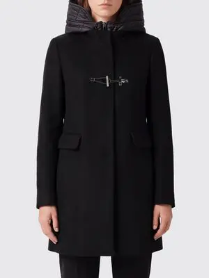 FAY Knee-length Wool And Cashmere Coat With Nylon Hood And Toggles