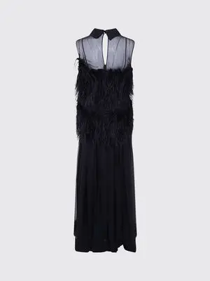 Alberta Ferretti Off-the-shoulder Long Silk Gown With Ostrich Feathers