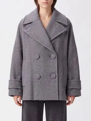 Liu Jo Double-breasted Short Coat In Wool Blend With Buckled Cuffs - Grey