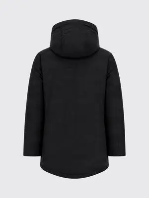 Woolrich Knee-length Hooded Parka In Cotton Blend With Button Closure