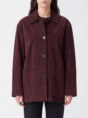 Max Mara Suede Lambskin Shirt Jacket With Pockets - Ruby