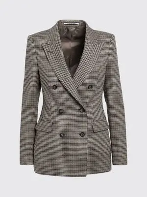 Tagliatore Double-breasted Wool Blend Blazer With Houndstooth Pattern