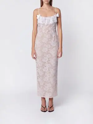Alessandra Rich Embroidered Lace Square-neck Midi Sheath Dress