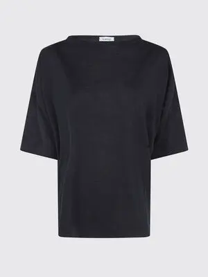 MRZ Short-sleeved Virgin Wool Jumper With Boat Neck - Black