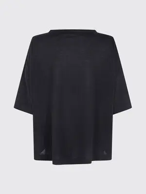 MRZ Short-sleeved Virgin Wool Jumper With Boat Neck - Black