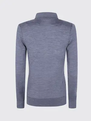 MRZ Slim Fit Long-sleeve Virgin Wool Knit Polo - Grey