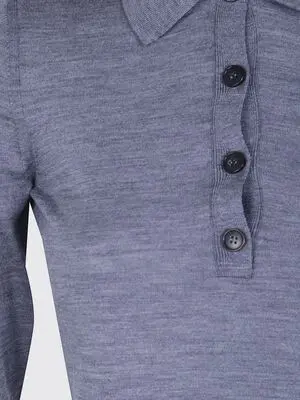 MRZ Slim Fit Long-sleeve Virgin Wool Knit Polo - Grey