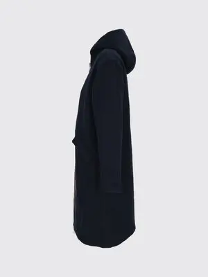 K-WAY Reversible Knee-length Wool Blend And Nylon Coat With Hood