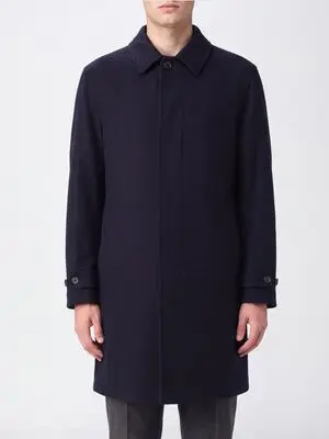 Brioni Single-breasted Knee-length Coat In Cashmere With Concealed Fastening - Blue