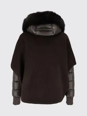 MOORER Short Wool And Cashmere Coat With Shearling Hood