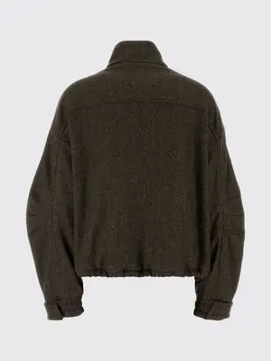 Attico Wool Blend High Neck Bomber Jacket With Patch Pockets