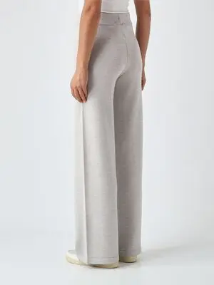 Max Mara High-waisted Pure Virgin Wool Knit Wide-leg Trousers