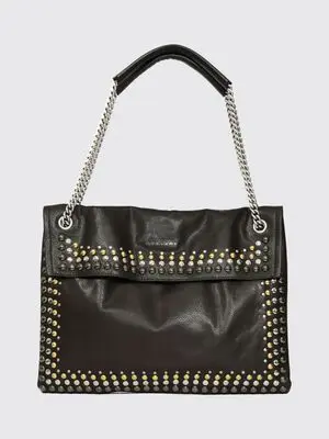 Orciani Venus Studded And Embroidered Calfskin Shoulder Bag - Dark