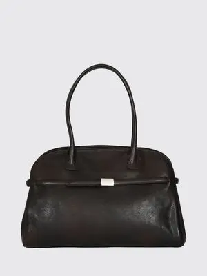 Orciani Large Aura Calfskin Shoulder Bag With Double Handle - Dark
