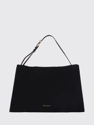 Orciani Large Trinity Shoulder Bag In Suede Calfskin - Blue