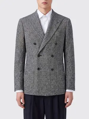 Tagliatore Double-breasted Plaid Wool And Silk Blend Blazer With Peak Lapels