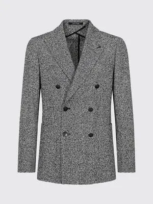 Tagliatore Double-breasted Plaid Wool And Silk Blend Blazer With Peak Lapels