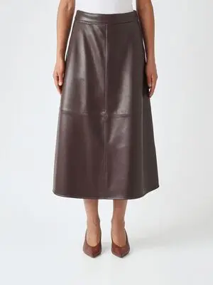 Max Mara High-waisted A-line Midi Skirt In Faux Leather