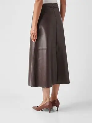 Max Mara High-waisted A-line Midi Skirt In Faux Leather
