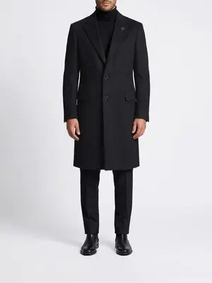 LARDINI Single-breasted Long Coat In Wool And Cashmere Blend